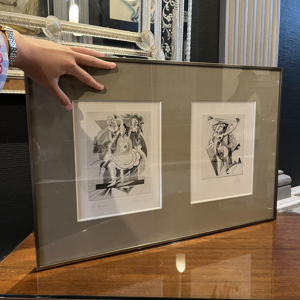 René Mels (Meulemans), Compositions, Etchings, 1945, Set of 2 for sale ...