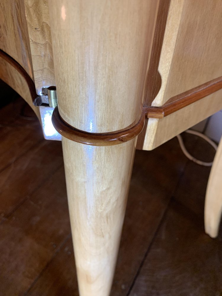 Art Deco Curved Cabinet in Maple Burl and Mahogany Fillet, 1930s for ...