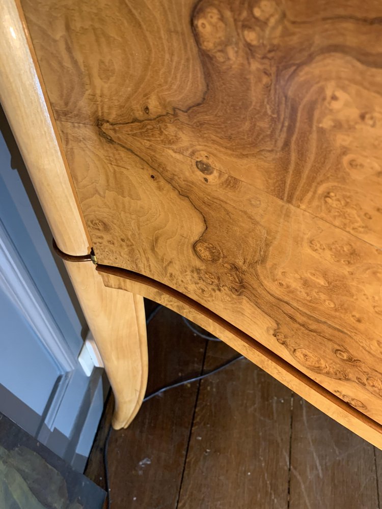 Art Deco Curved Cabinet in Maple Burl and Mahogany Fillet, 1930s for ...