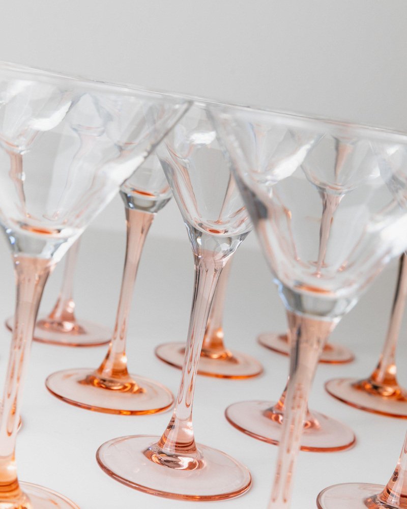 Vintage Pink Luminarc Martini Glasses, France, 1980s for sale at Pamono