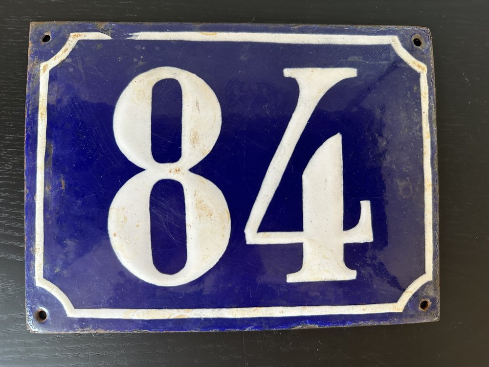 Antique French Enamel House Number Plaque, 1900 for sale at Pamono