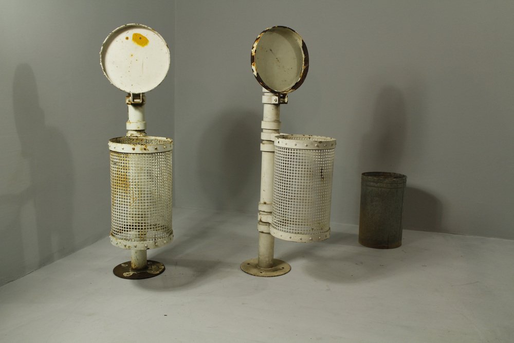 Steel Public Trash Bins, 1970s, Set of 2 for sale at Pamono