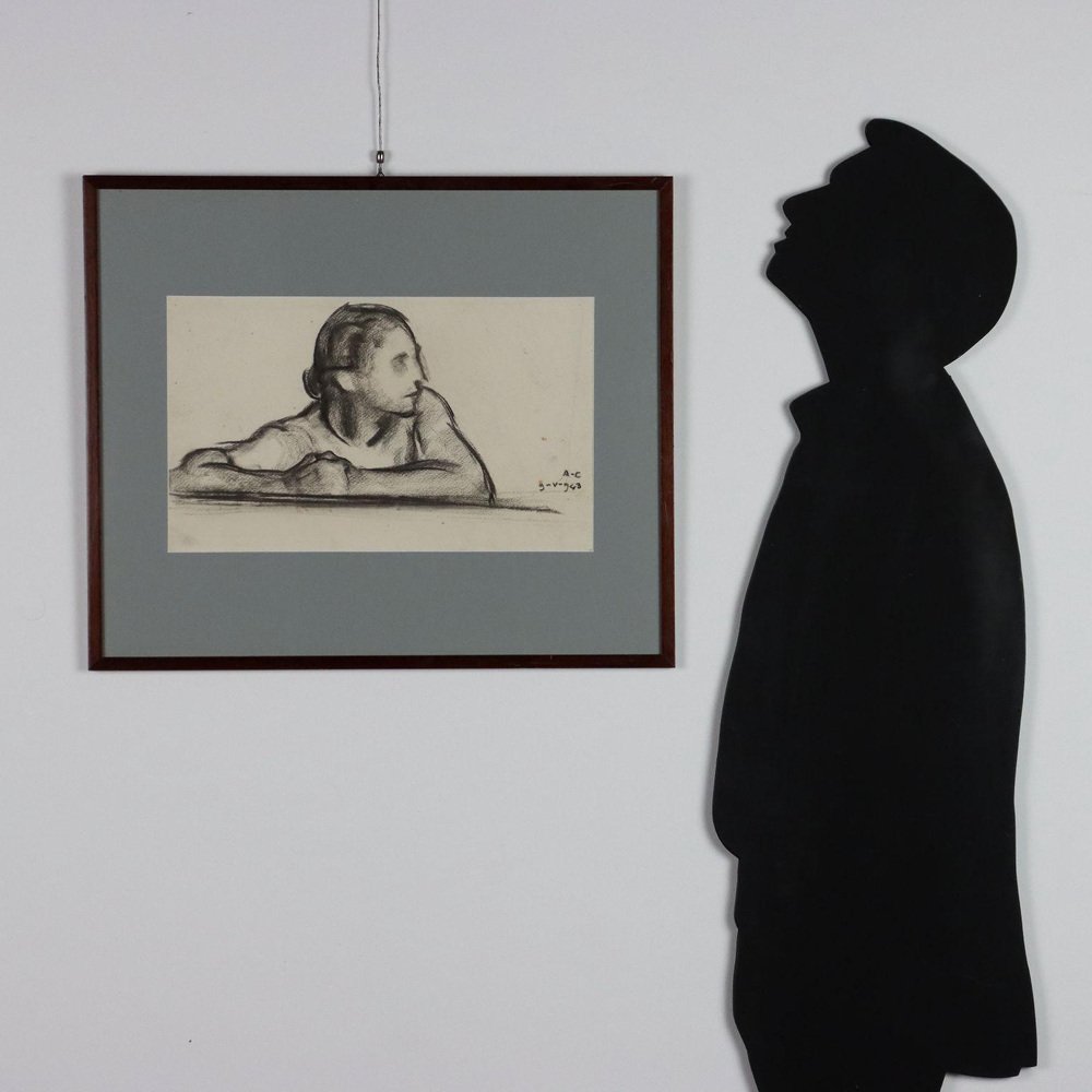 Augusto Colombo, Figure, Charcoal Drawing for sale at Pamono