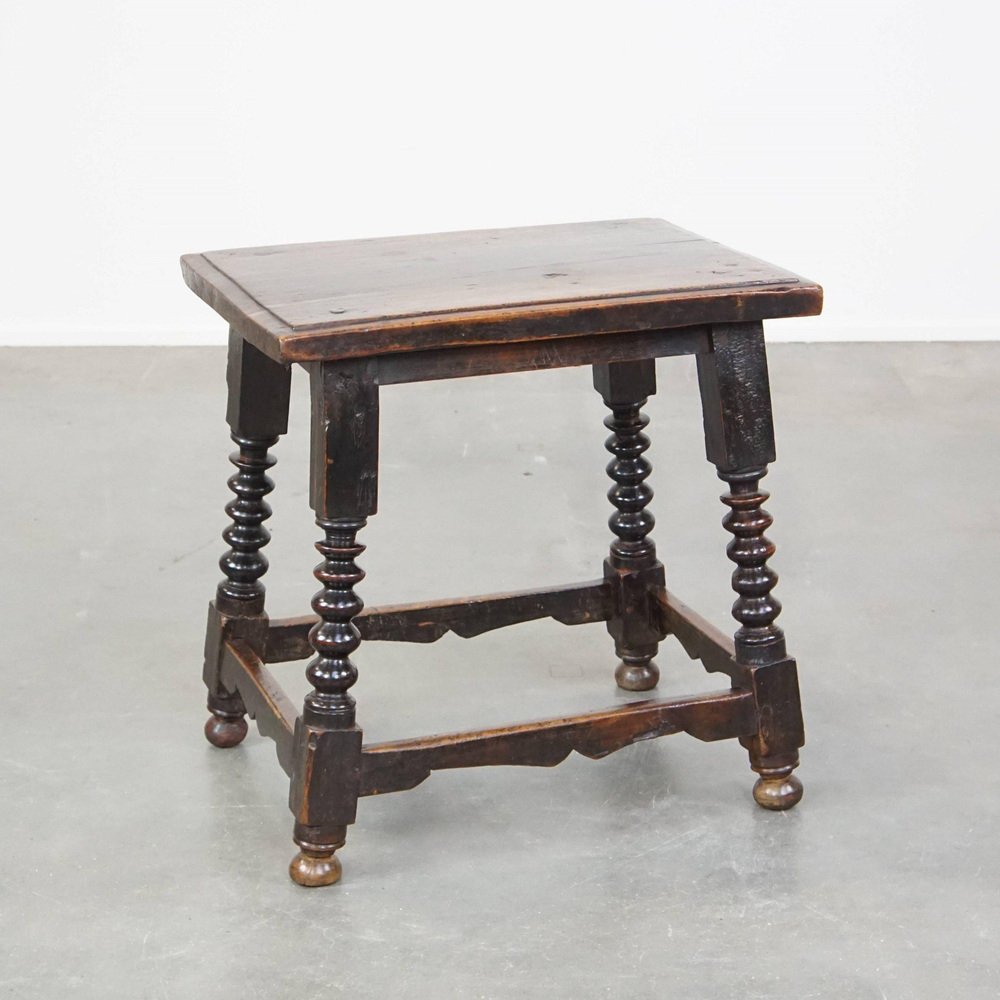 Large Antique Spanish Side Table with Turned Legs for sale at Pamono