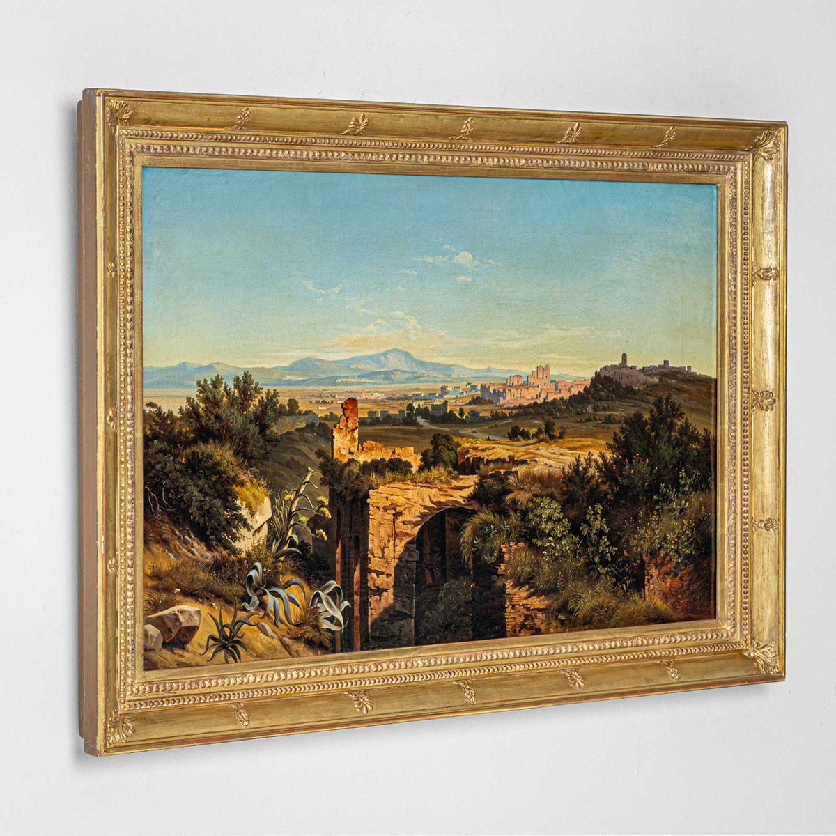 Johann Anton Castell, Mediterranean Landscape with Ruins, 1842, Oil on ...