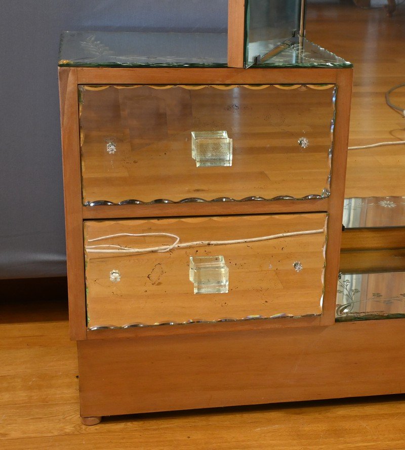Glass Dressing Table in Fruit Wood, 1950 for sale at Pamono
