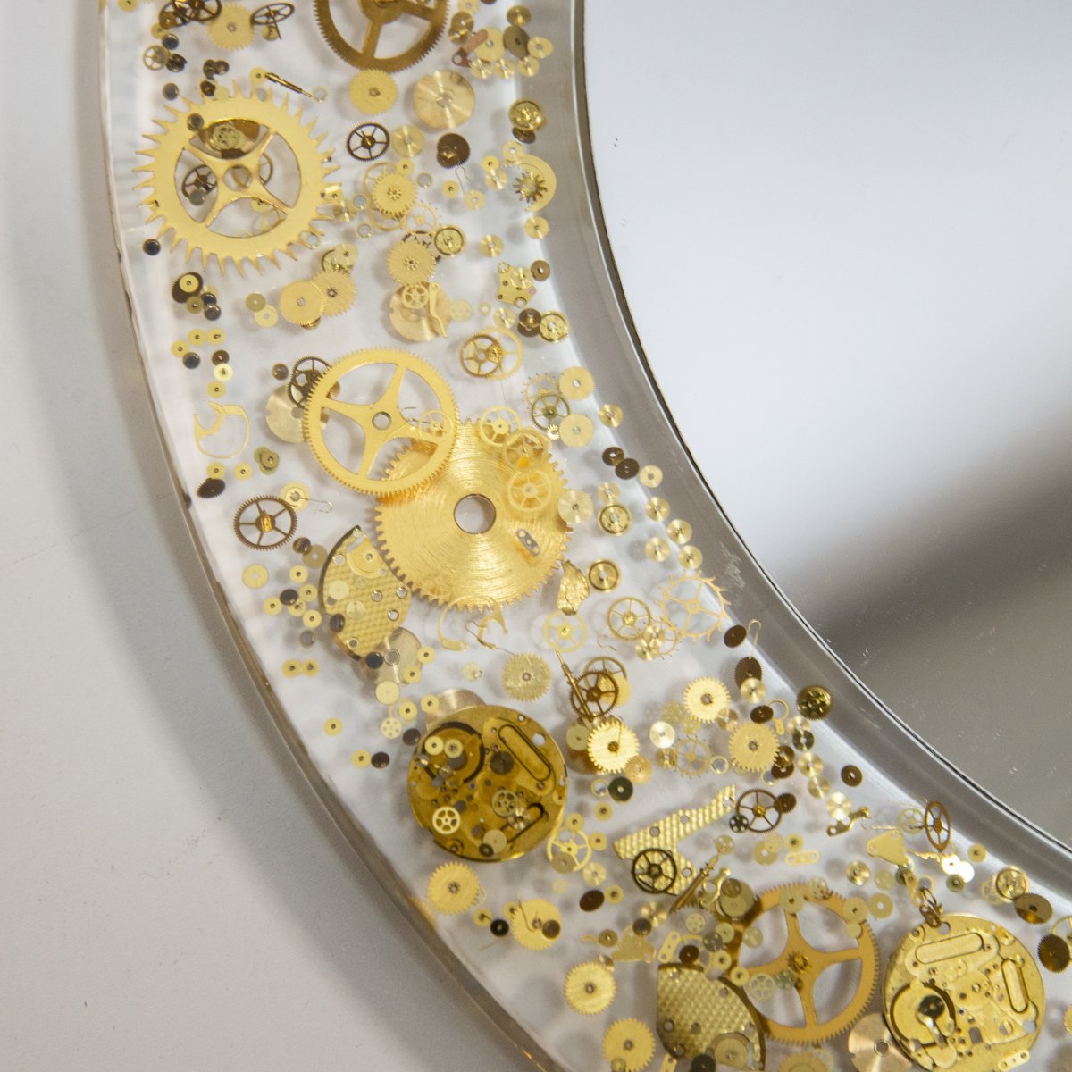 Mirror with Gear Inclusions attributed to Pierre Giraudon, 1970s for ...