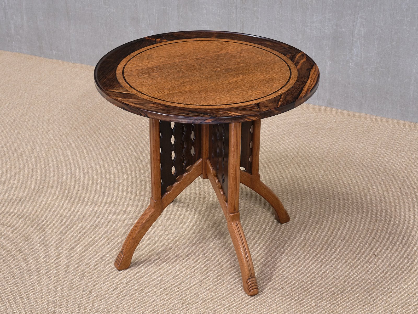 Lion Cachet in Oak and Macassar attributed Center Table, 1920s for sale ...