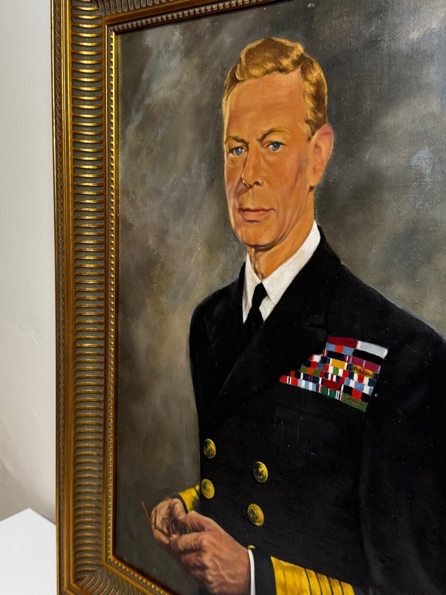British Artist, Portrait of Monarch King George VI in Naval Uniform ...