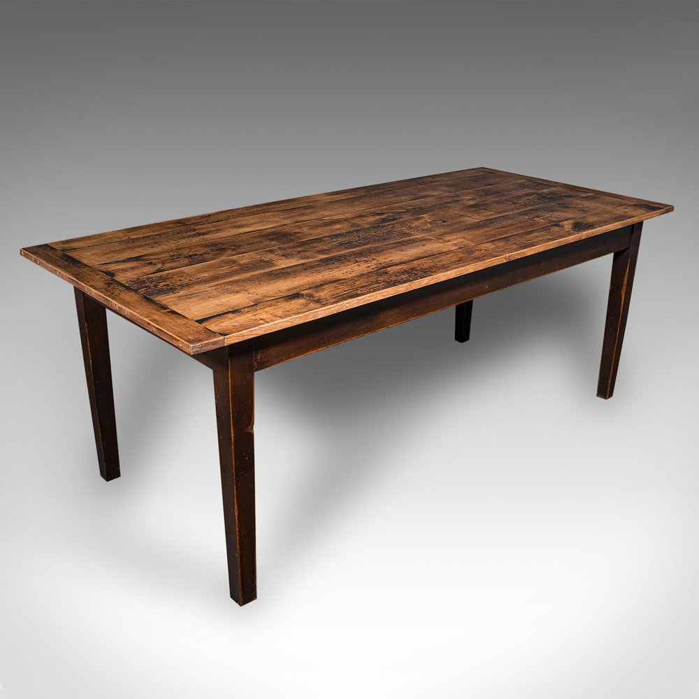 Antique English Farmhouse Dining Table in Pine, 1890s for sale at Pamono