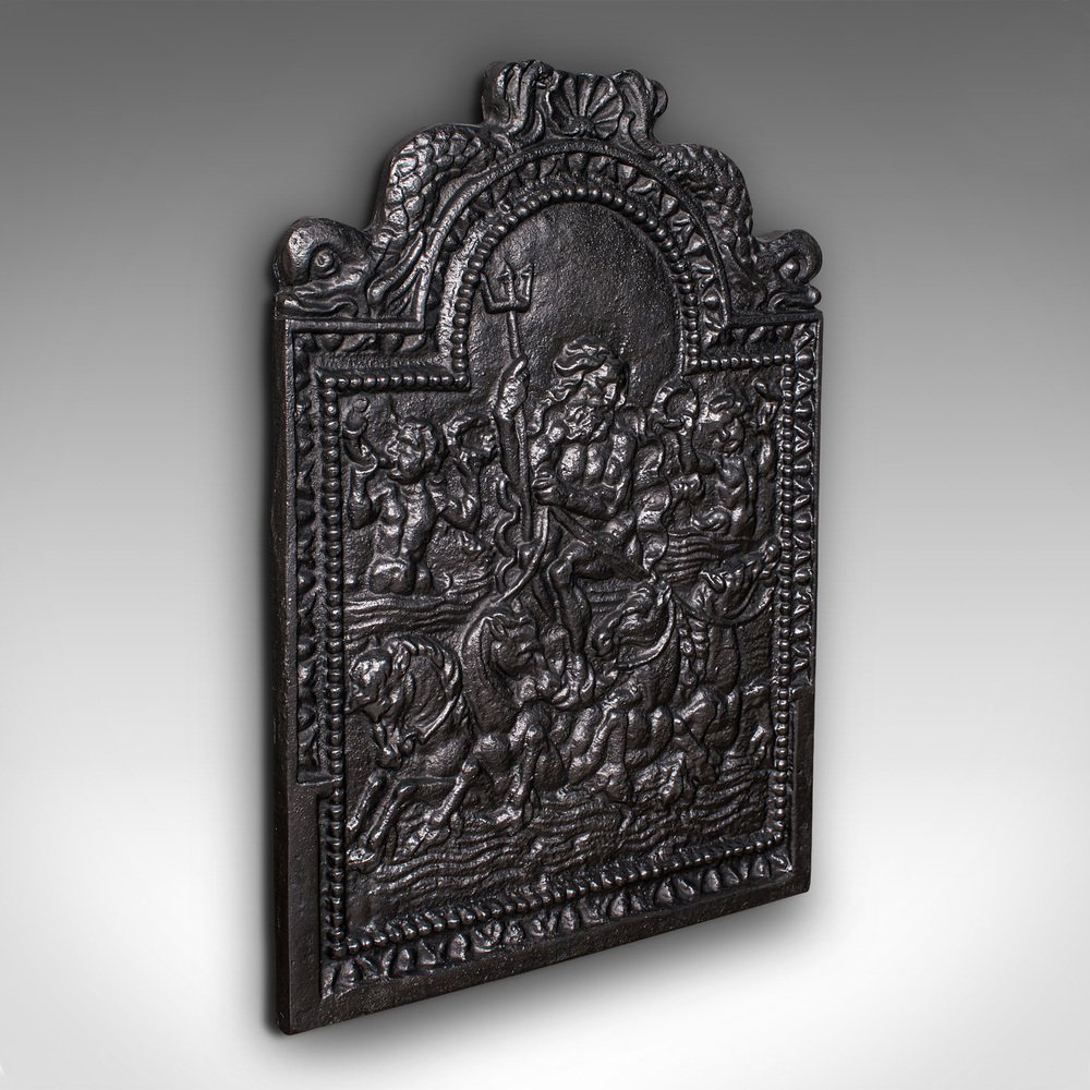 Antique English Relief Fire Back in Cast Iron, 1900 for sale at Pamono