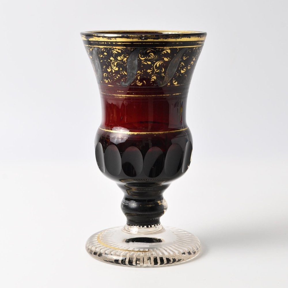 19th Century Bohemian Ruby Red Glass Goblet for sale at Pamono
