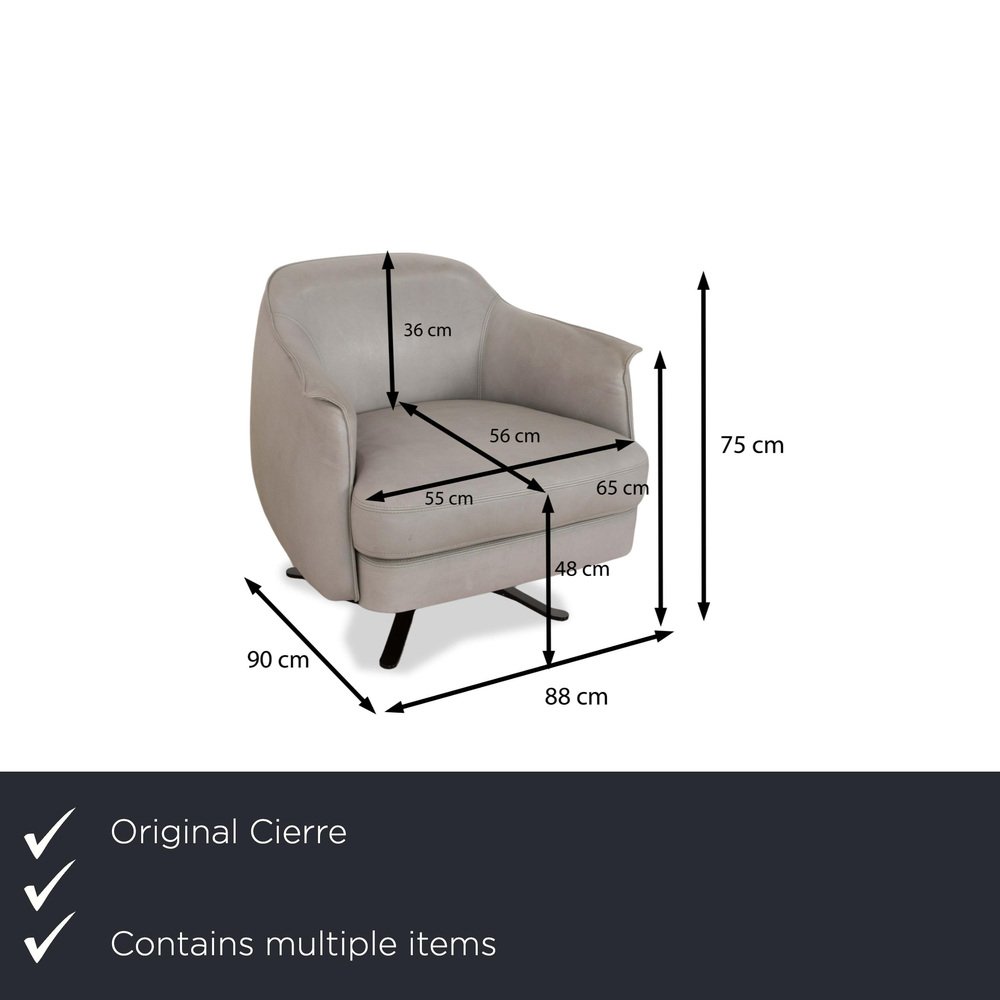 Set of Leather Armchair and Stool in Grey from Cierre Boheme for sale ...