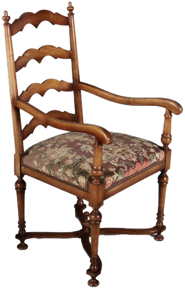 Vintage Baroque Style Armchair in Walnut, 1940 for sale at Pamono
