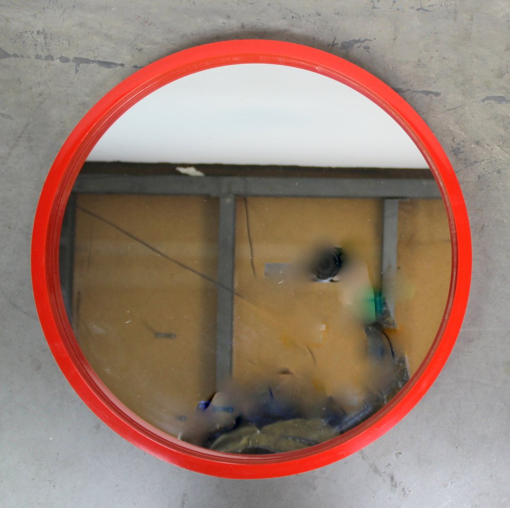 Pop Mirror in Red Methacrylate, 1970s for sale at Pamono