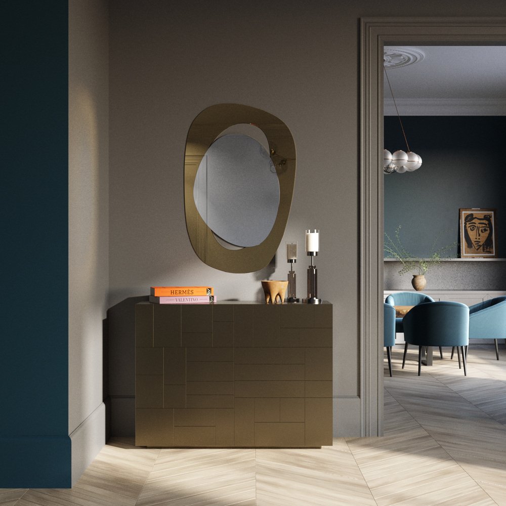 Large Handcrafted Soul Me Mirror in Gold and Silver by Pon Design for ...