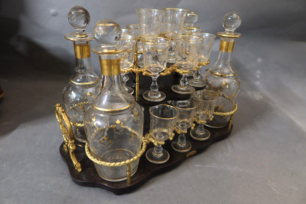 Napoleon III Marquetry Liqueur Cellar, Set of 22 for sale at Pamono