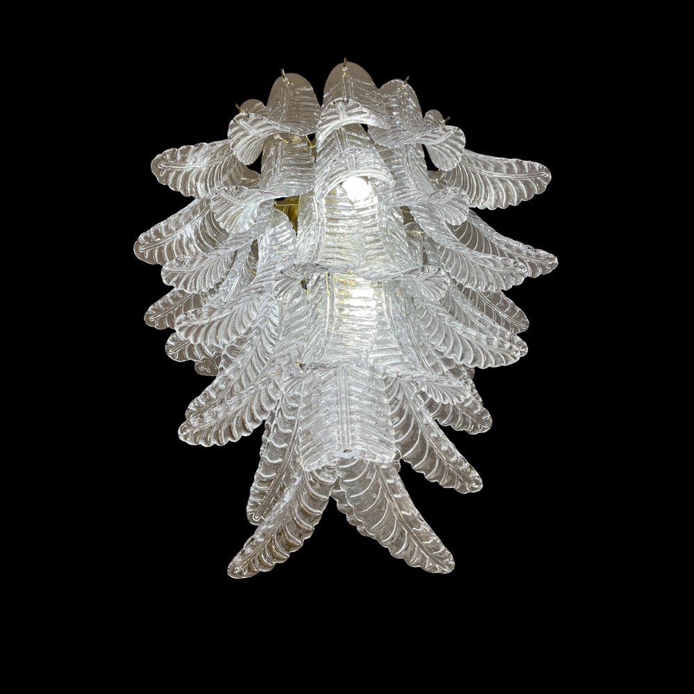 White Murano Glass Fern Lamp for sale at Pamono