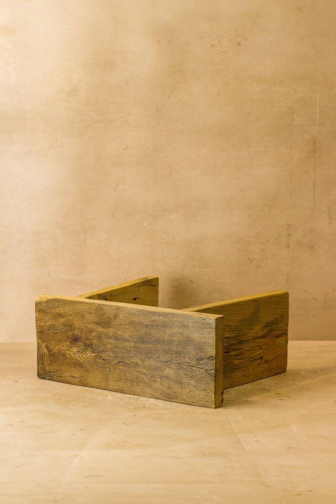 Vintage Rustic Square Elm Stool for sale at Pamono