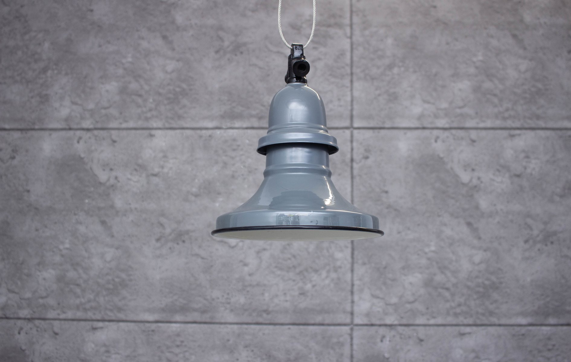 Industrial Enamel Ceiling Lamp in Grey, 2000s for sale at Pamono