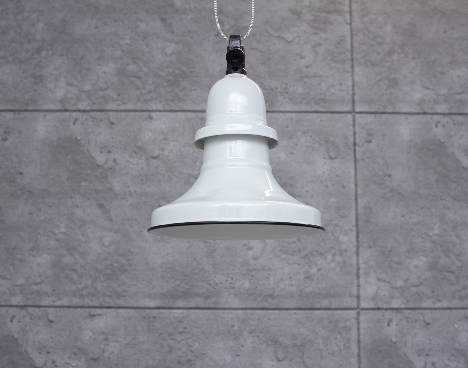 Industrial Enamel Ceiling Lamp in White, 2000s for sale at Pamono