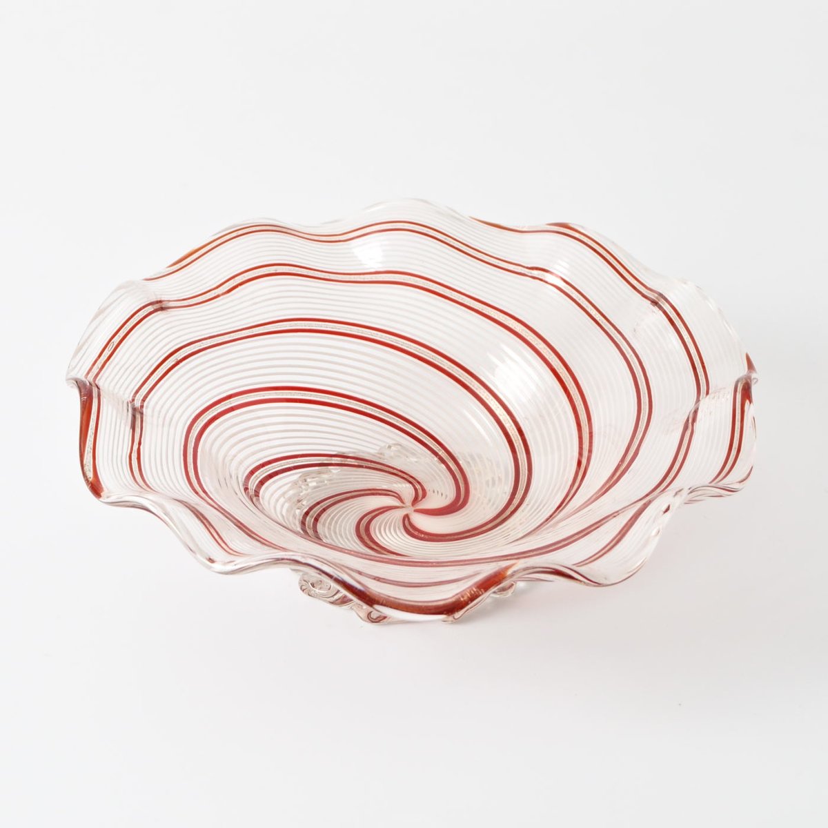 Italian Murano Glass Mezza Filigrana Bowl, 1950s for sale at Pamono