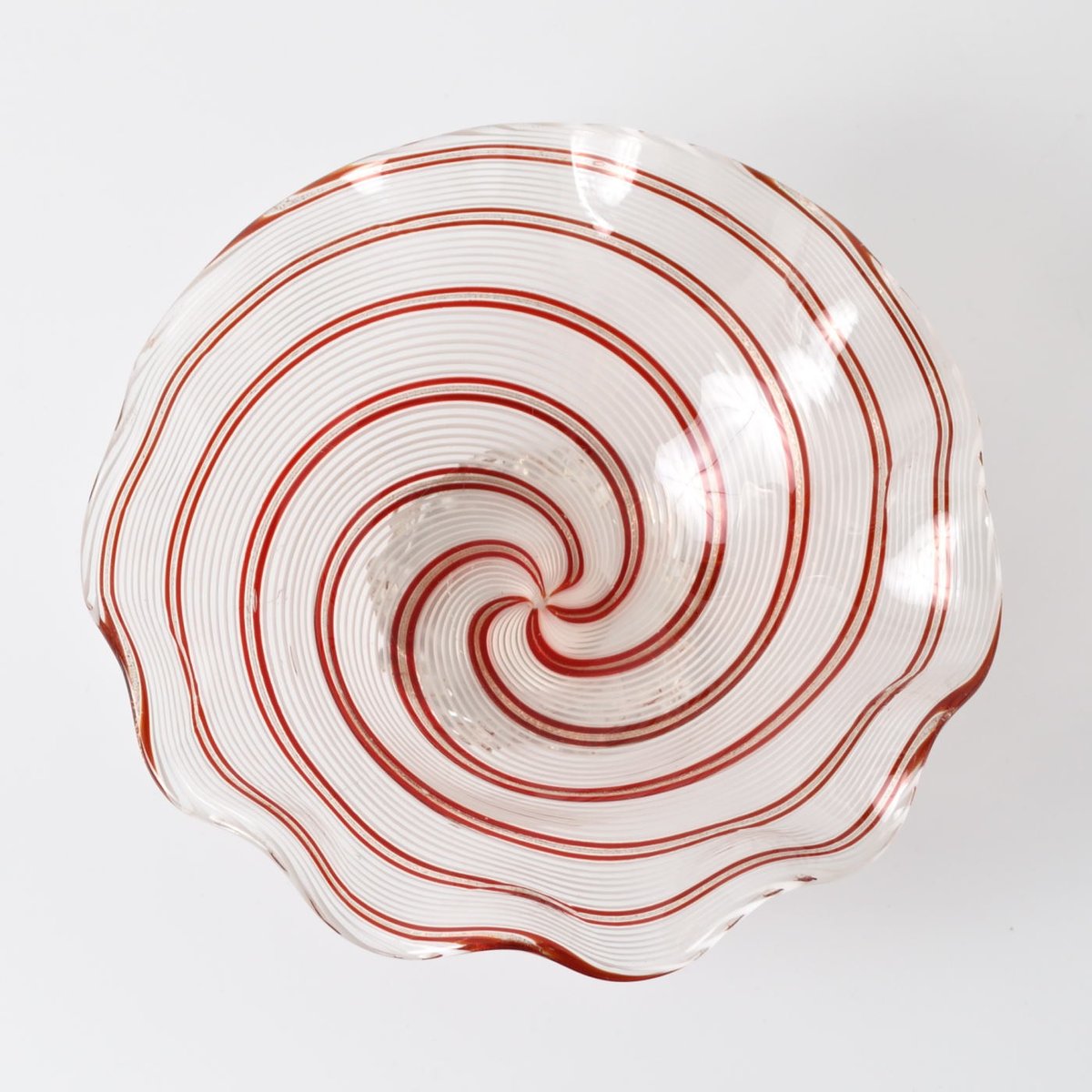 Italian Murano Glass Mezza Filigrana Bowl, 1950s for sale at Pamono