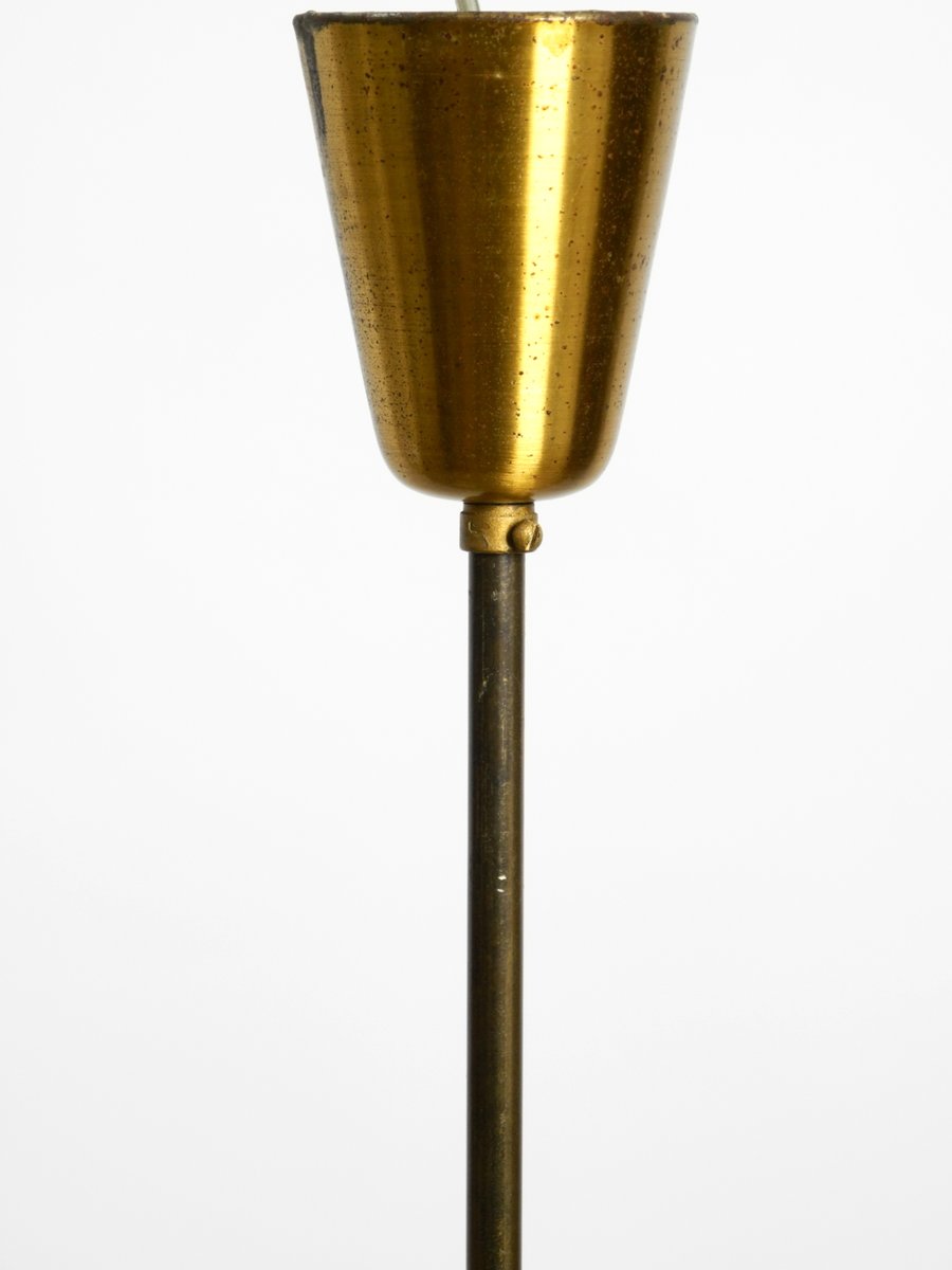 Mid-Century Brass Ceiling Cone Lamp with Curved Perforated Sheet ...