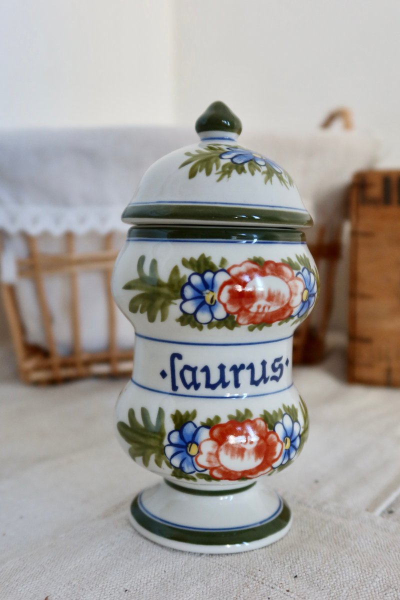 Vintage Cottage Core Porcelain and Earthenware Spice Jars, 1950s, Set ...