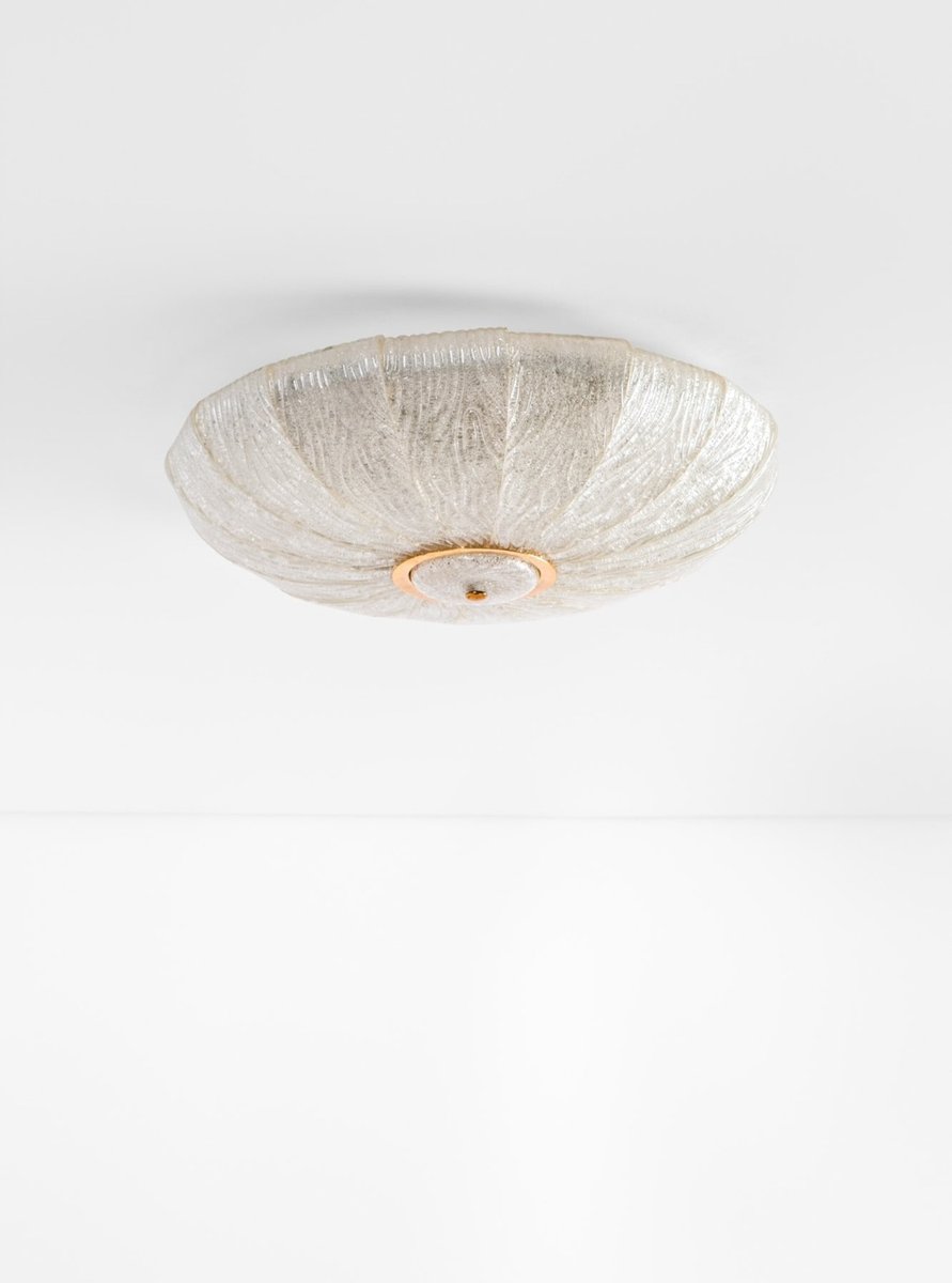 Ceiling Light Royal Model in Iron, Brass and Dew Glass from Barovier ...