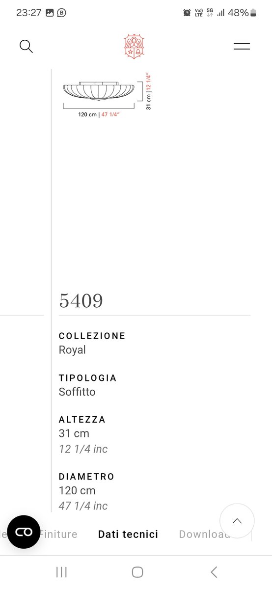 Ceiling Light Royal Model in Iron, Brass and Dew Glass from Barovier ...