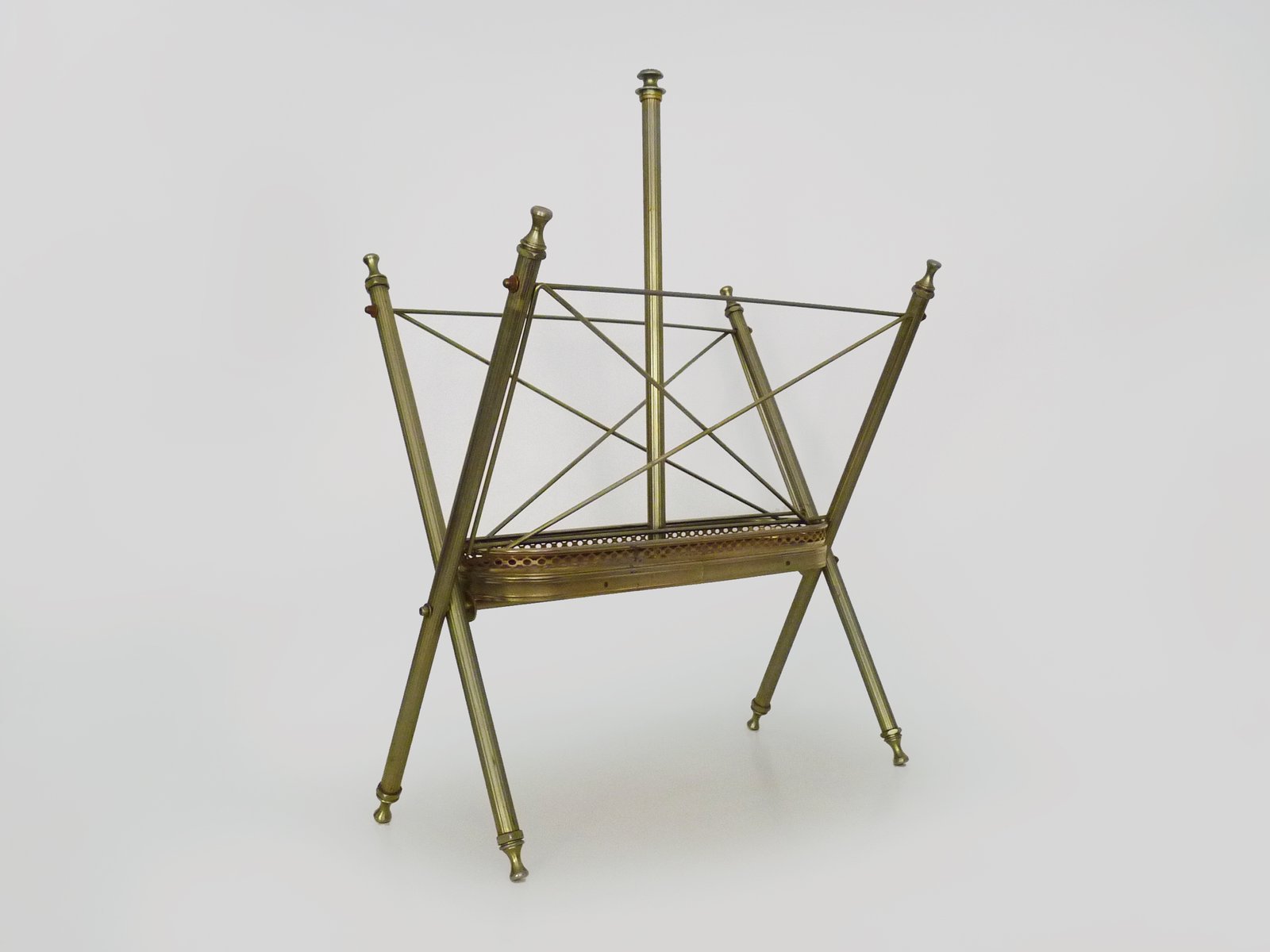 Neoclassical Baroque Folding Magazine Rack in Gold Metal, 1950s for ...