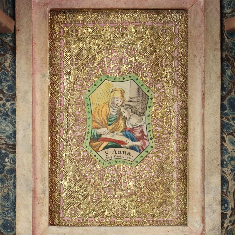 Wooden Altar with Polychrome Paper for sale at Pamono