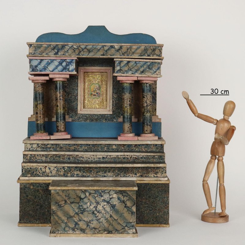 Wooden Altar with Polychrome Paper for sale at Pamono