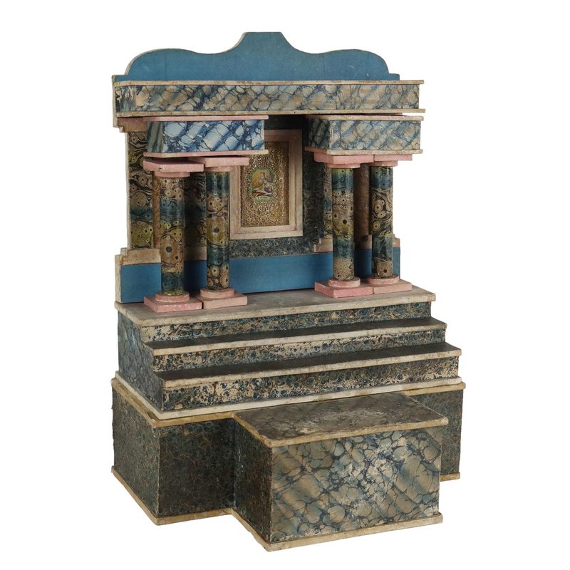 Wooden Altar with Polychrome Paper for sale at Pamono