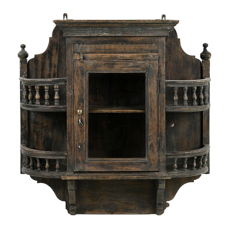 Carved Solid Wood Wall Display Case for sale at Pamono