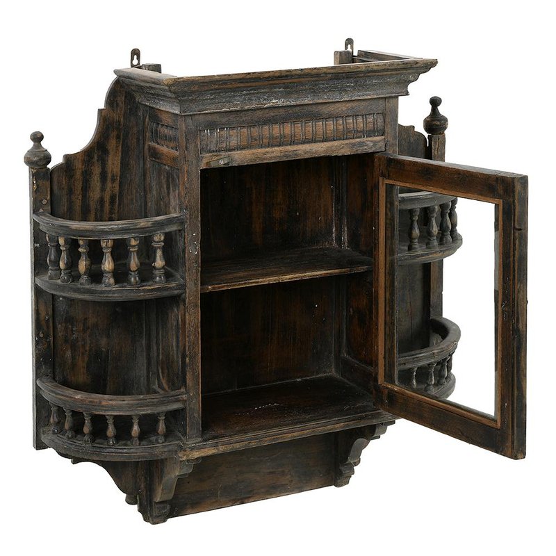 Carved Solid Wood Wall Display Case for sale at Pamono