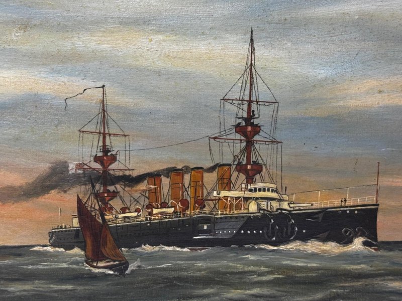 Follower of Charles Dixon, HMS Powerful Royal Navy Cruiser Ship, 1900s ...