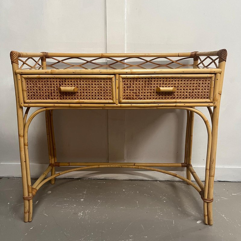 Bamboo Dressing Table with Gallery Top for sale at Pamono