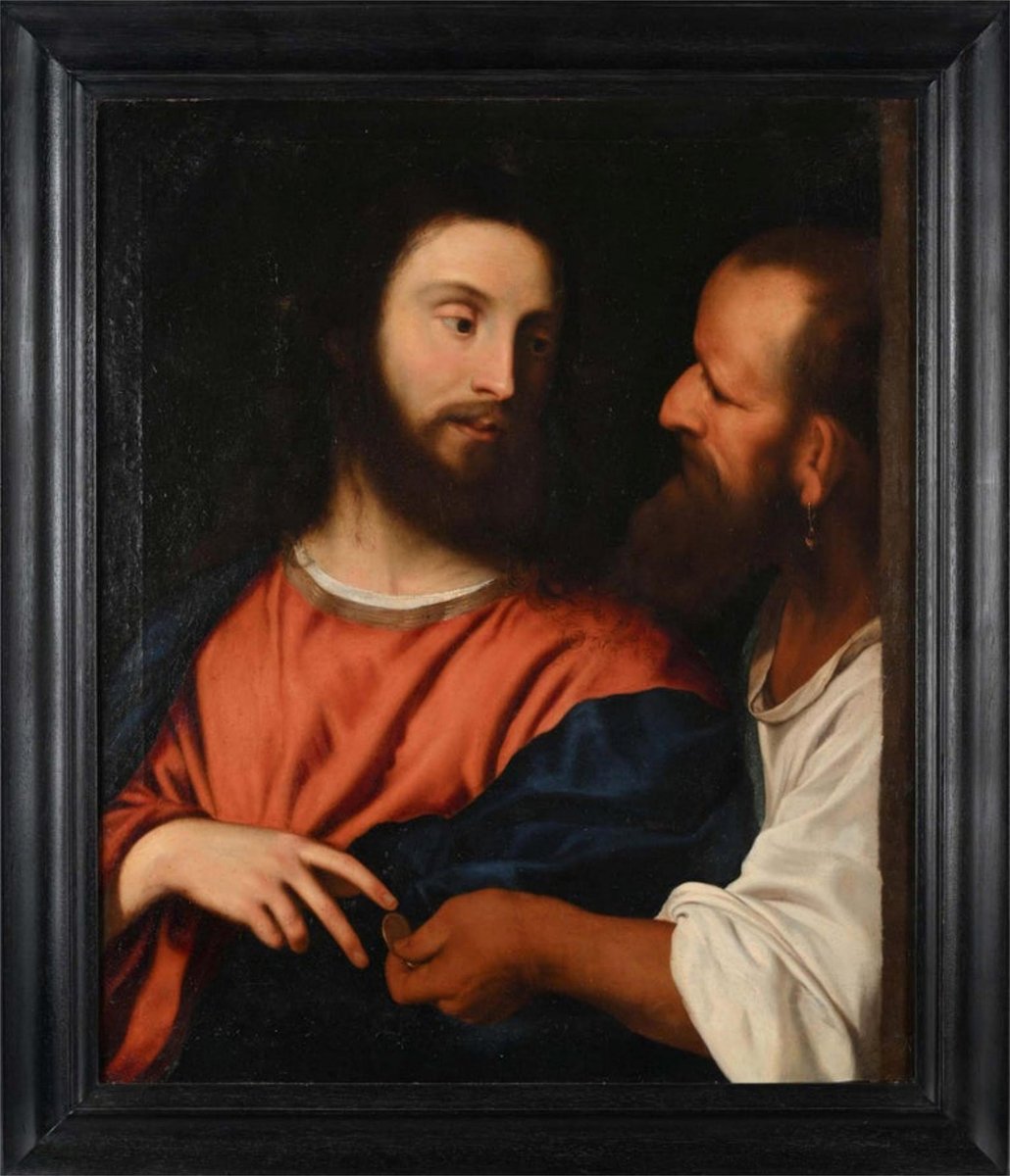 Venetian Tiziano School Artist, Christ of the Coin, 17th Century, Oil on Canvas for sale at Pamono