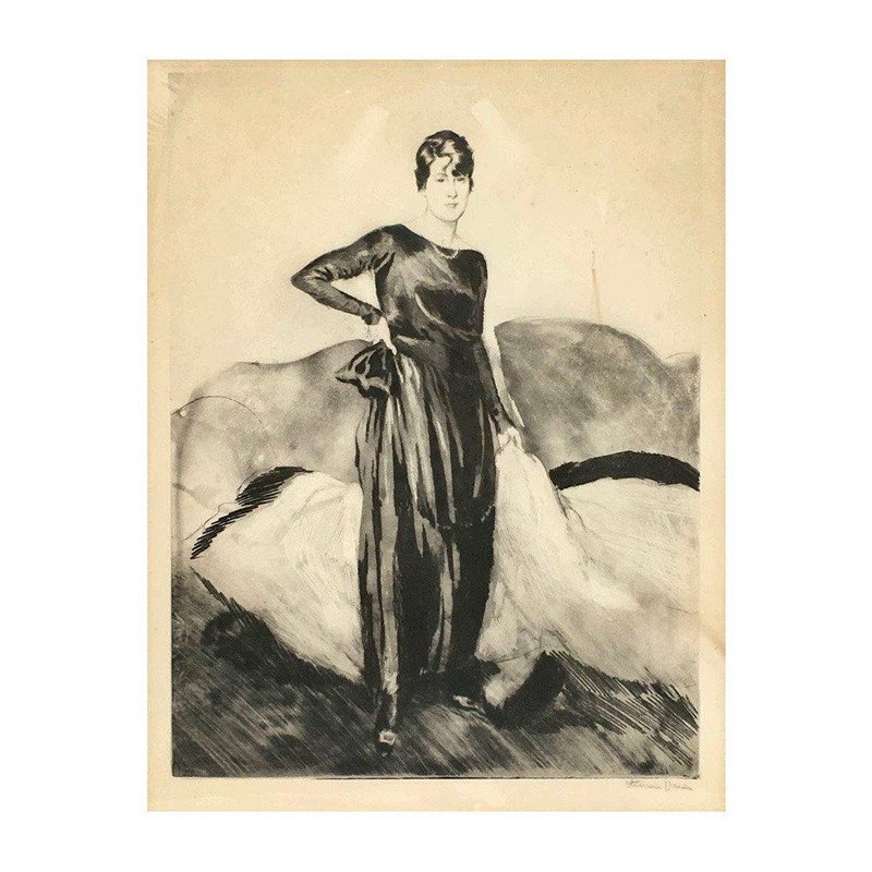 Etienne Drian, Large Portrait of a Woman, Charcoal Drawing for sale at ...