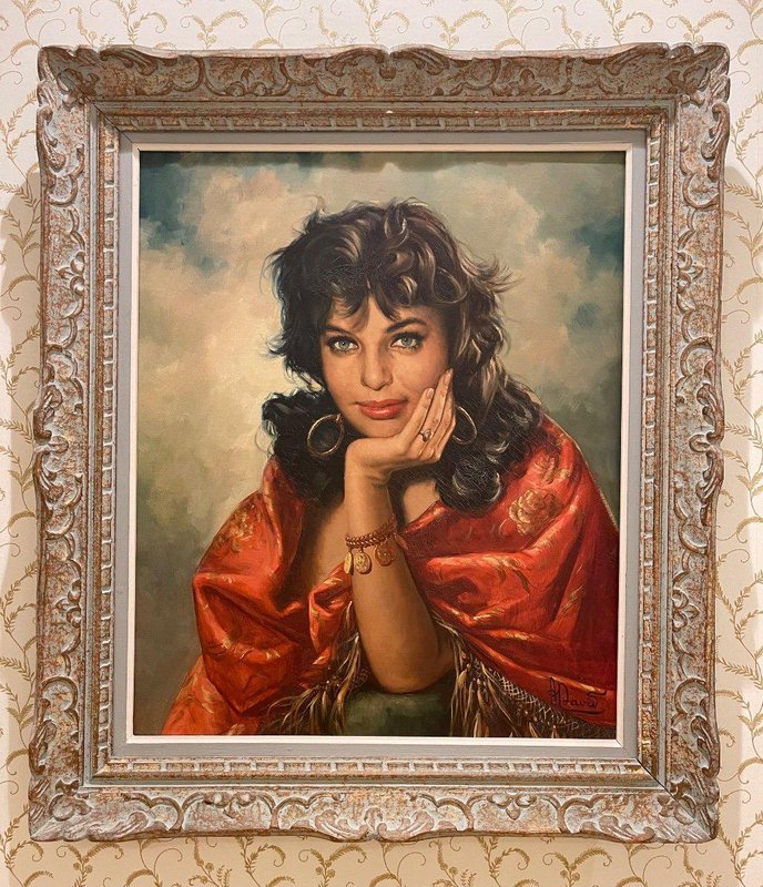 André David, Portrait of a Young Lady, Oil Painting for sale at Pamono