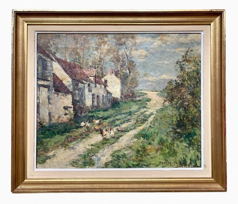 Frédéric Ede, Chickens in the Countryside, Oil Painting for sale at Pamono
