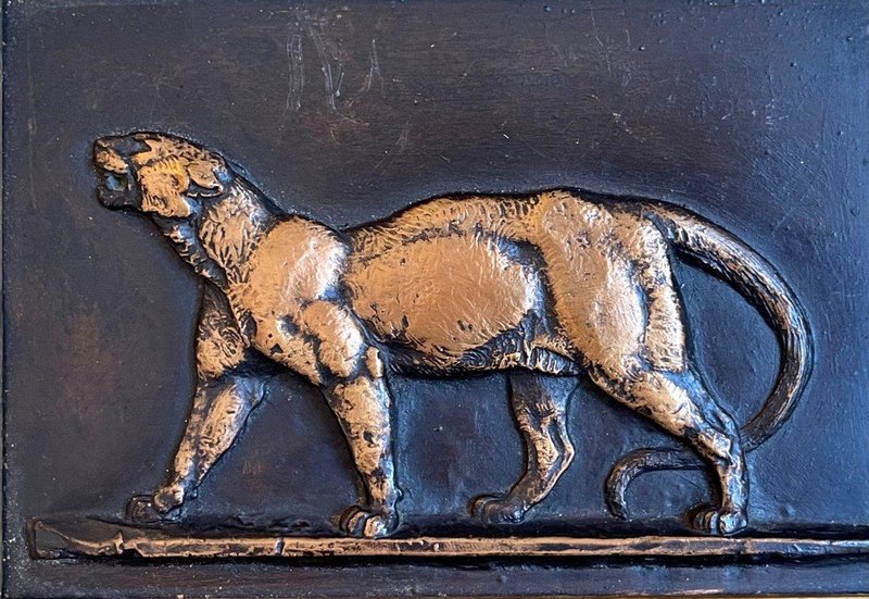 Copper Leopard Bas Relief after Barye for sale at Pamono
