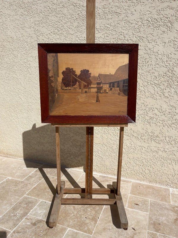 Charles Spindler, Alsatian Village, Marquetry Panel, Framed for sale at ...