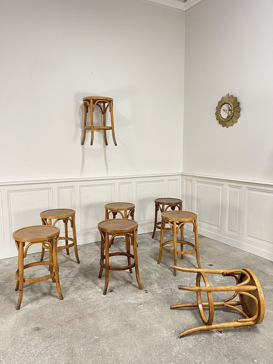 High Bar Stools, 1950, Set of 8 for sale at Pamono