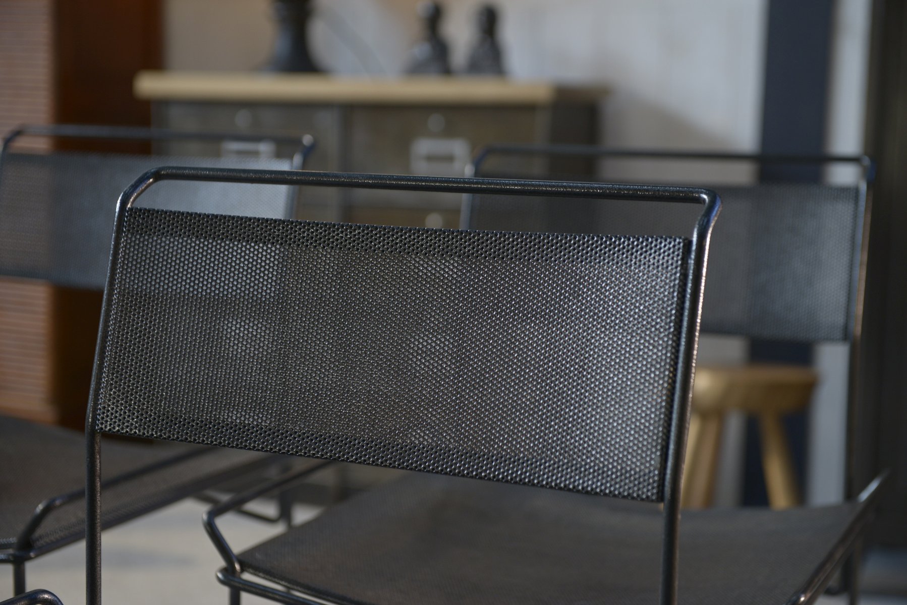 20th Century Design Perforated Steel Chairs, 1950s, Set of 6 for sale ...