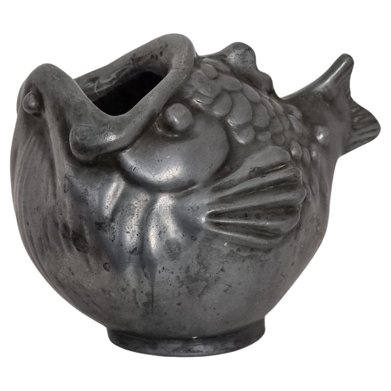 Danish Pewter Fish Vase by Just Andersen, 1930s for sale at Pamono