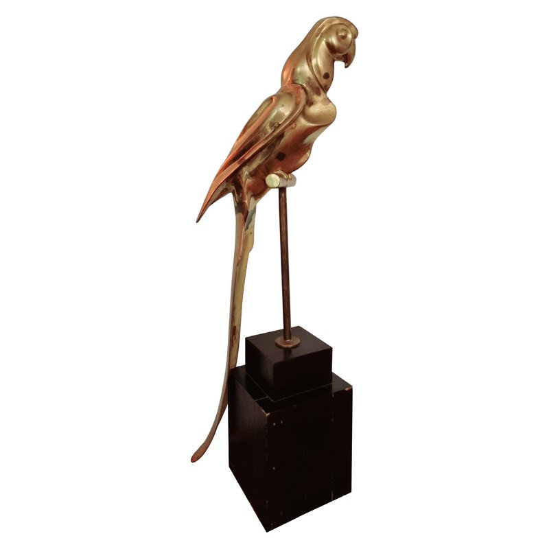 Hollywood Regency Brass Parrot Sculpture, 1970s for sale at Pamono