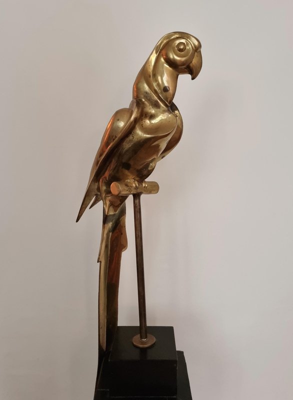 Hollywood Regency Brass Parrot Sculpture, 1970s for sale at Pamono